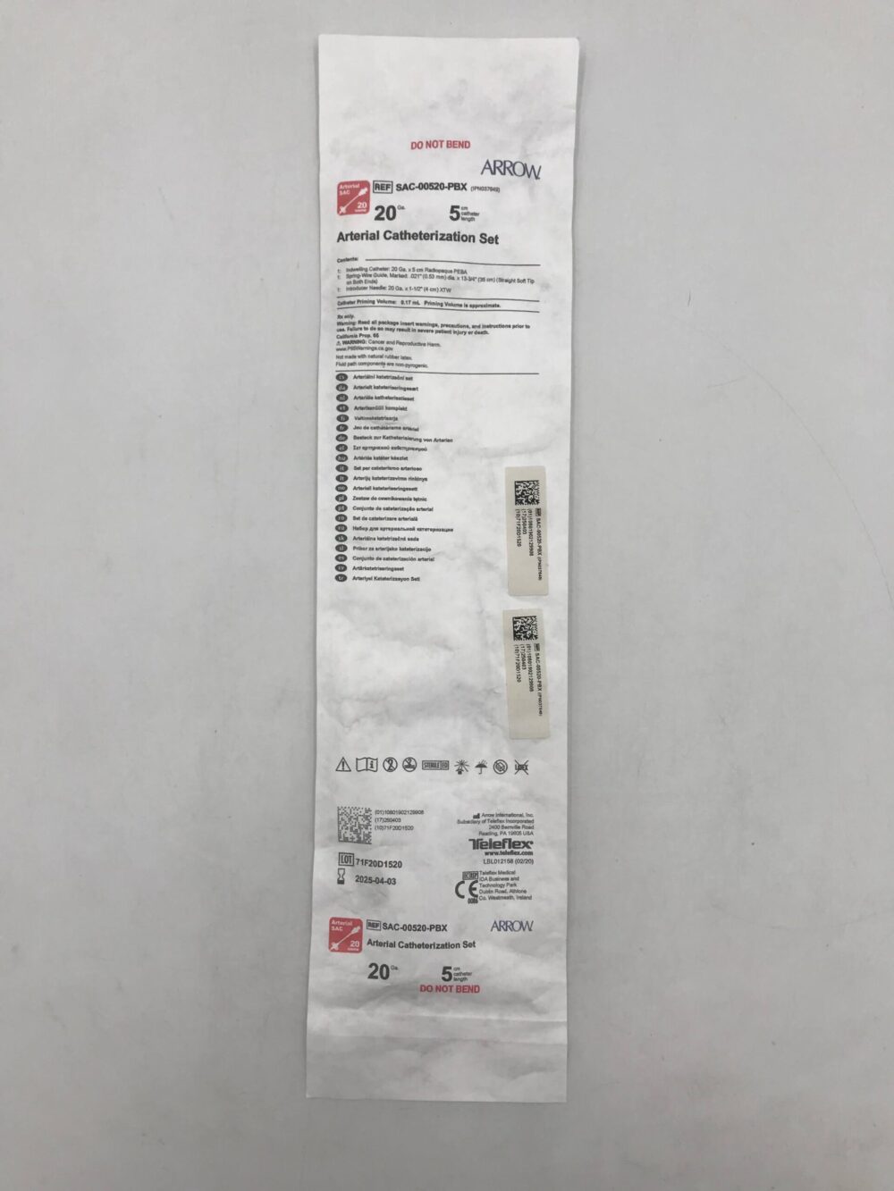 Arterial Catherization Set, 20G x 5cm, Sterile, 10/Box ...