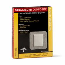 Stratasorb Composite Adhesive Island Wound Dressing, 4" x 4" Sterile ...