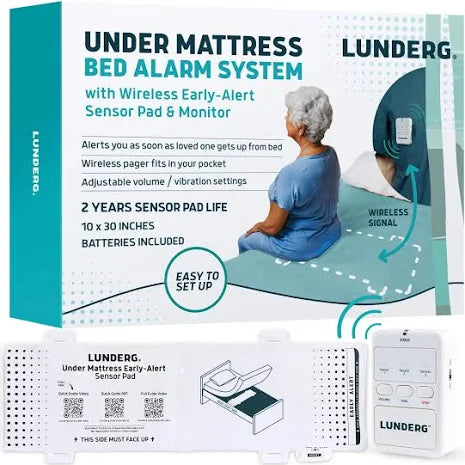 Lunderg Bed Alarm System w/10"x32" Wireless Early-Alert Sensor Pad & M ...